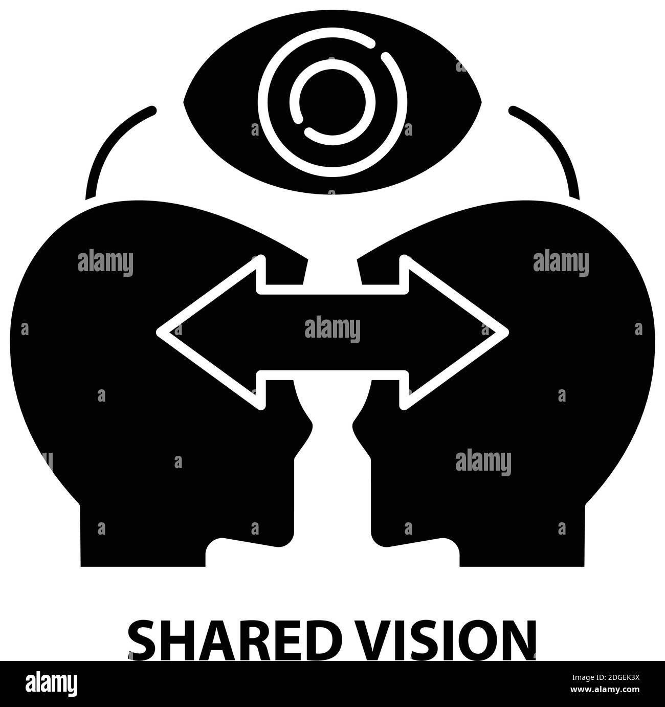 shared vision icon, black vector sign with editable strokes, concept ...