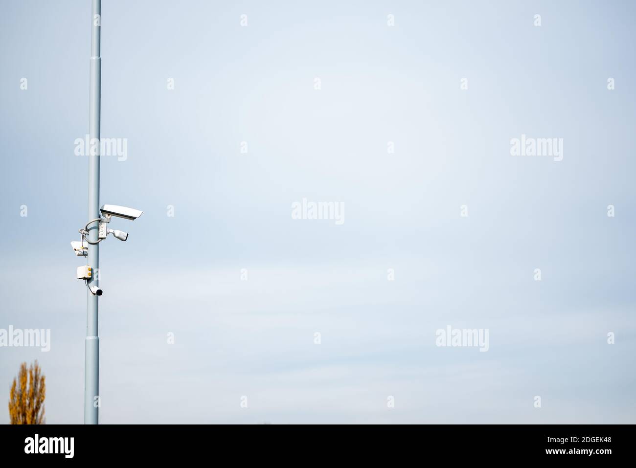 Security cctv cameras on a pole with blue sky background Stock Photo ...