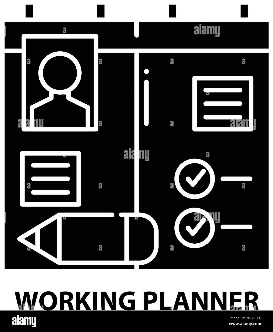 working planner symbol icon, black vector sign with editable strokes ...