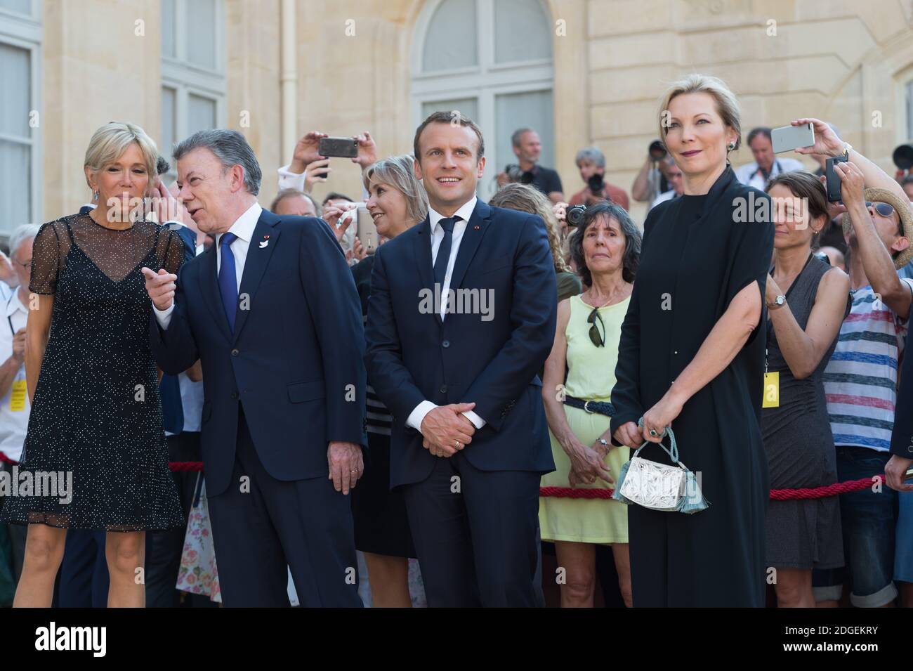 Brigitte Macron, Juan Manuel Santos, Emmanuel Macron and Maria ...