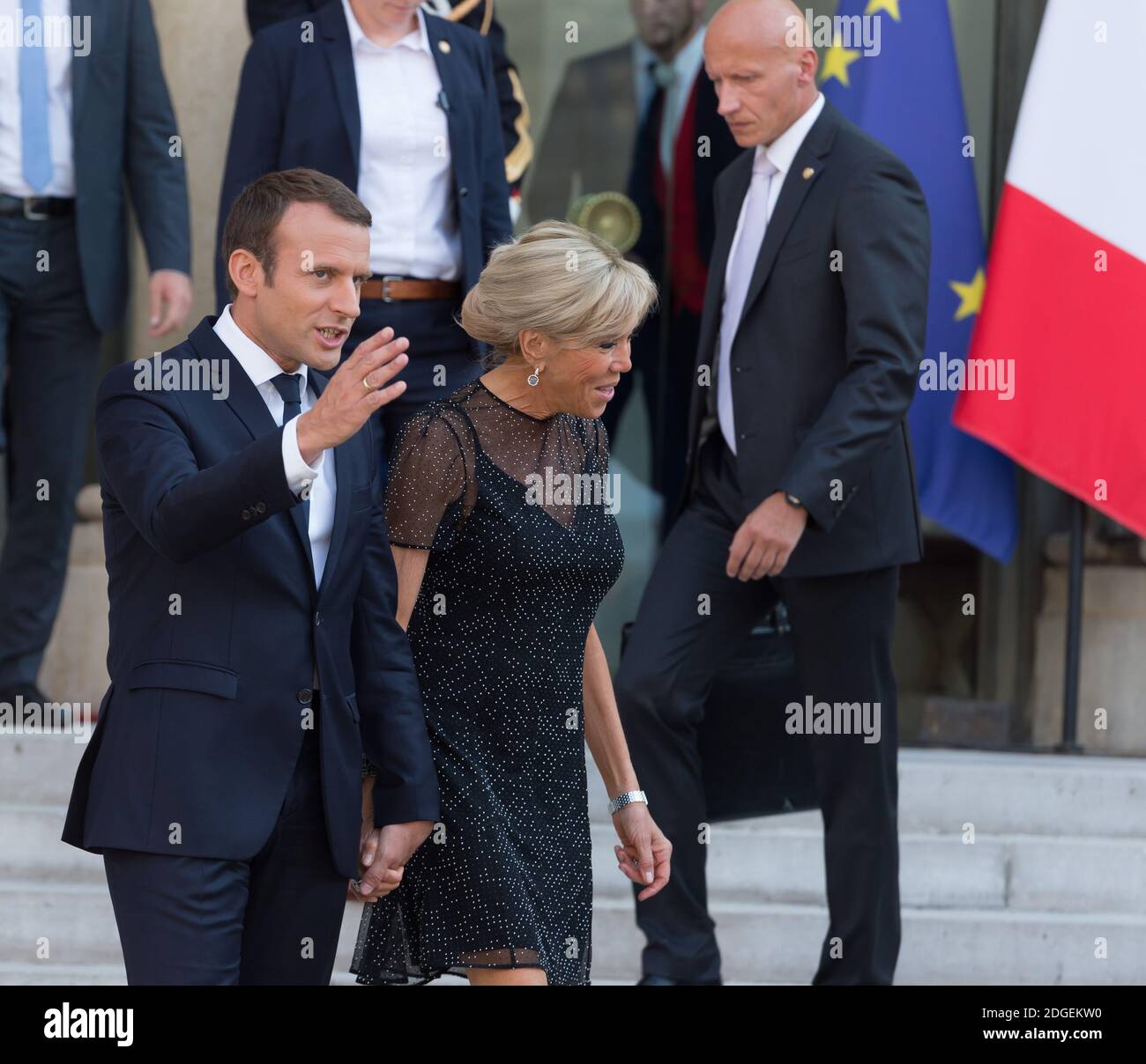 Emmanuel Macron and his wife Brigitte.Colombian president Juan Manuel ...