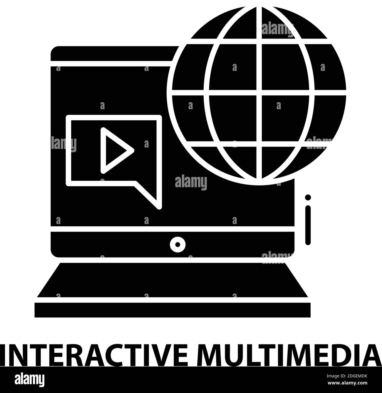 interactive multimedia sign icon, black vector sign with editable ...