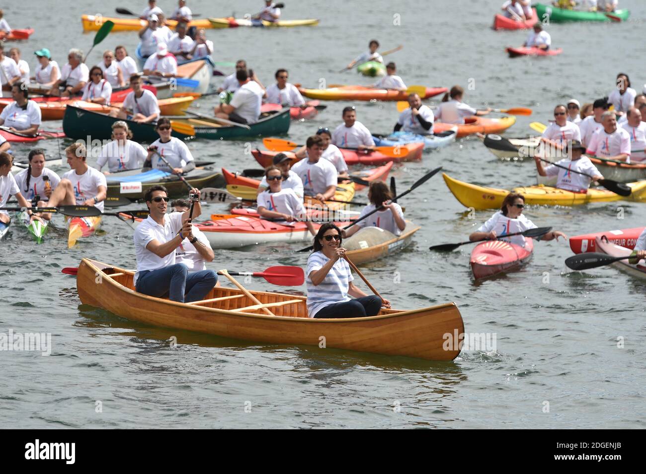 Paris Mayor Anne Hidalgo and Tony Estanguet attend events to promote ...