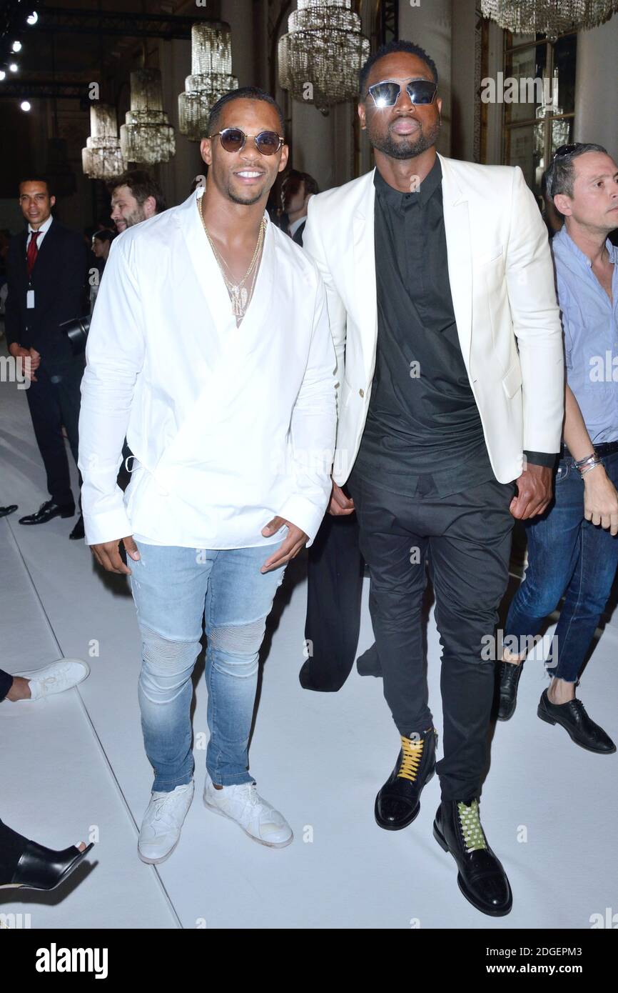 Brice Butler and Dwayne Wade attending the Balmain show during the ...
