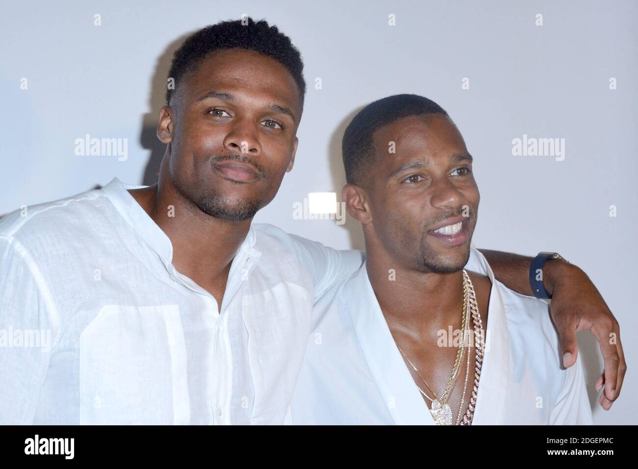 Brice Butler and Victor Cruz attending the Balmain show during the ...