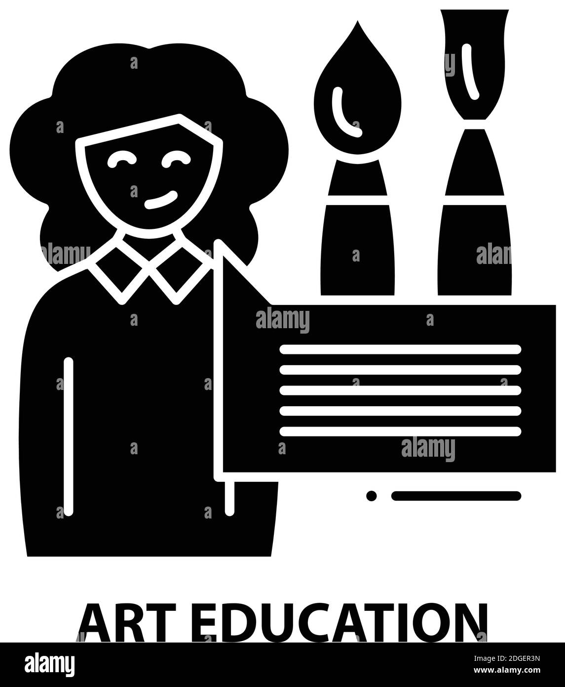 art education icon, black vector sign with editable strokes, concept ...