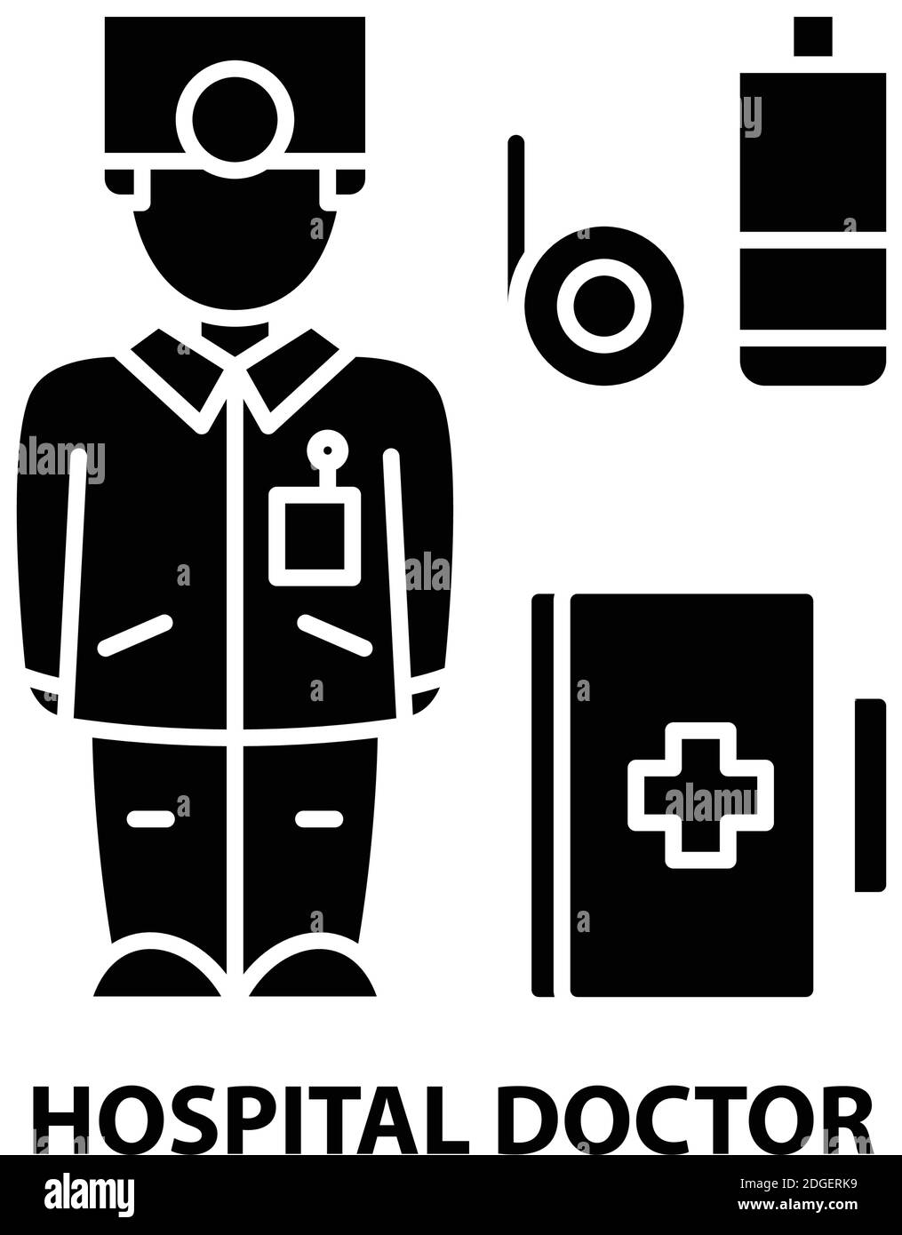 Hospital Doctor Icon Black Vector Sign With Editable Strokes Concept