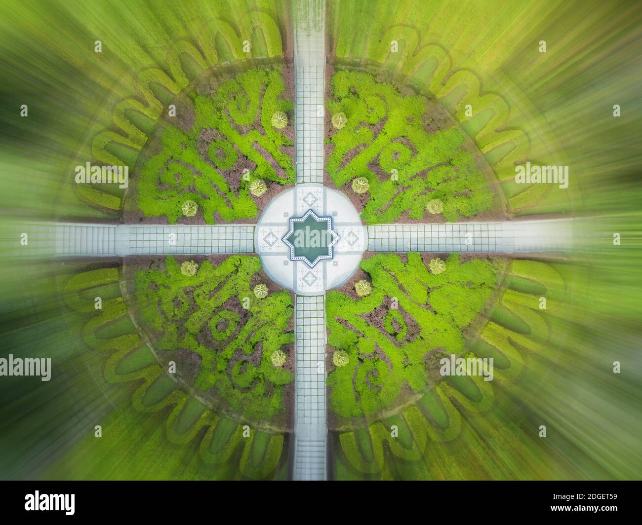 Aerial view of the Lake Gardens, Kuala Lumpur with motion blur. It ...