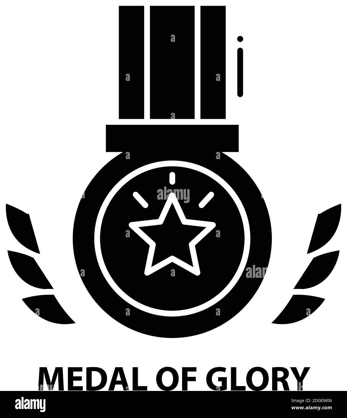 medal of glory icon, black vector sign with editable strokes, concept ...