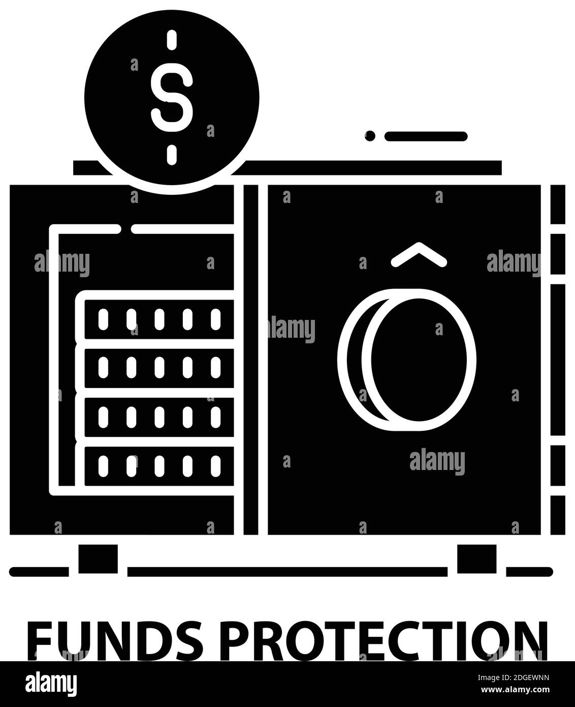 funds protection icon, black vector sign with editable strokes, concept ...