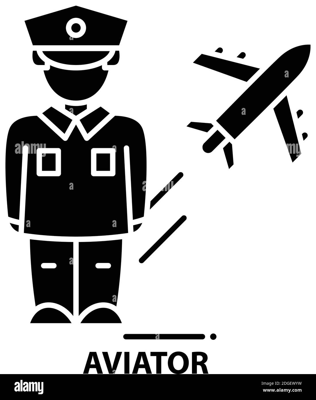 aviator symbol icon, black vector sign with editable strokes, concept ...