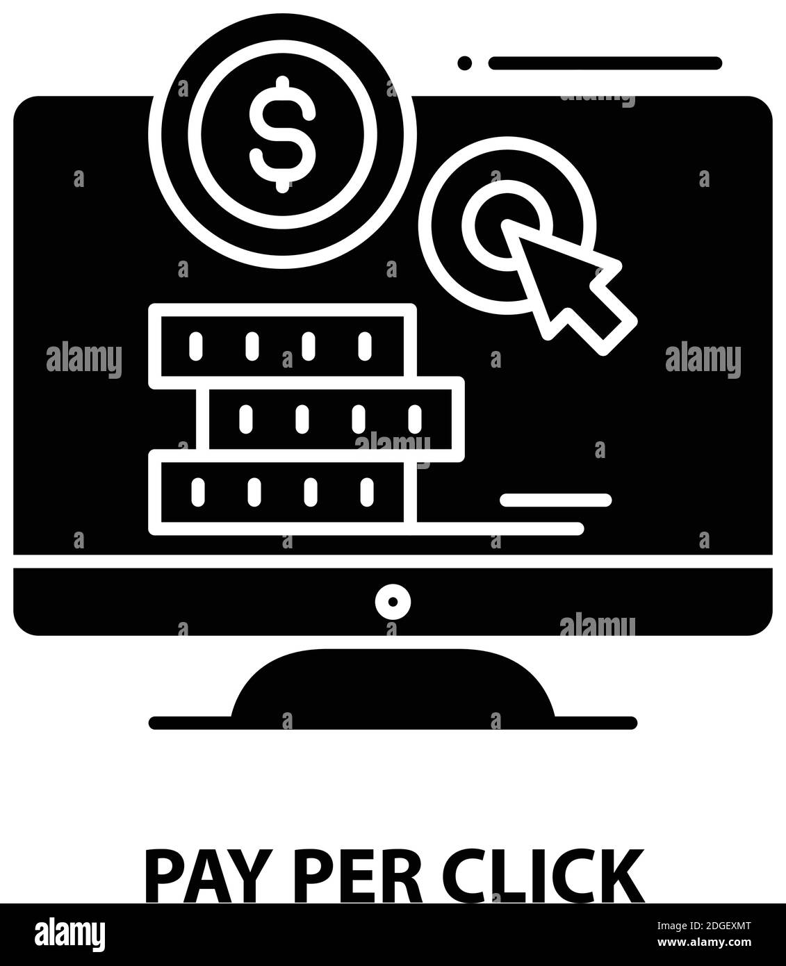pay per click symbol icon, black vector sign with editable strokes ...