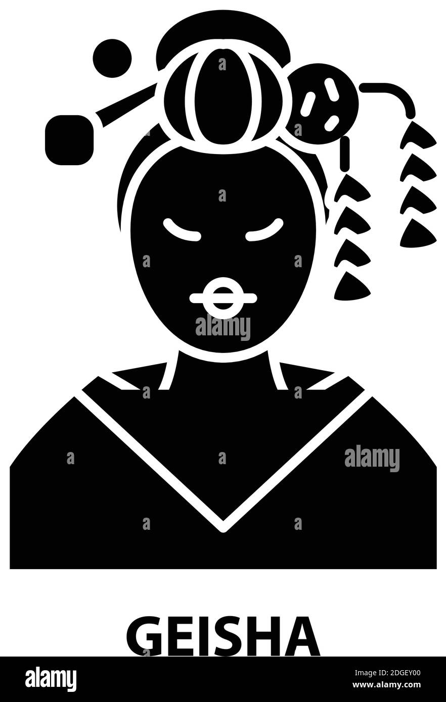 geisha icon, black vector sign with editable strokes, concept ...