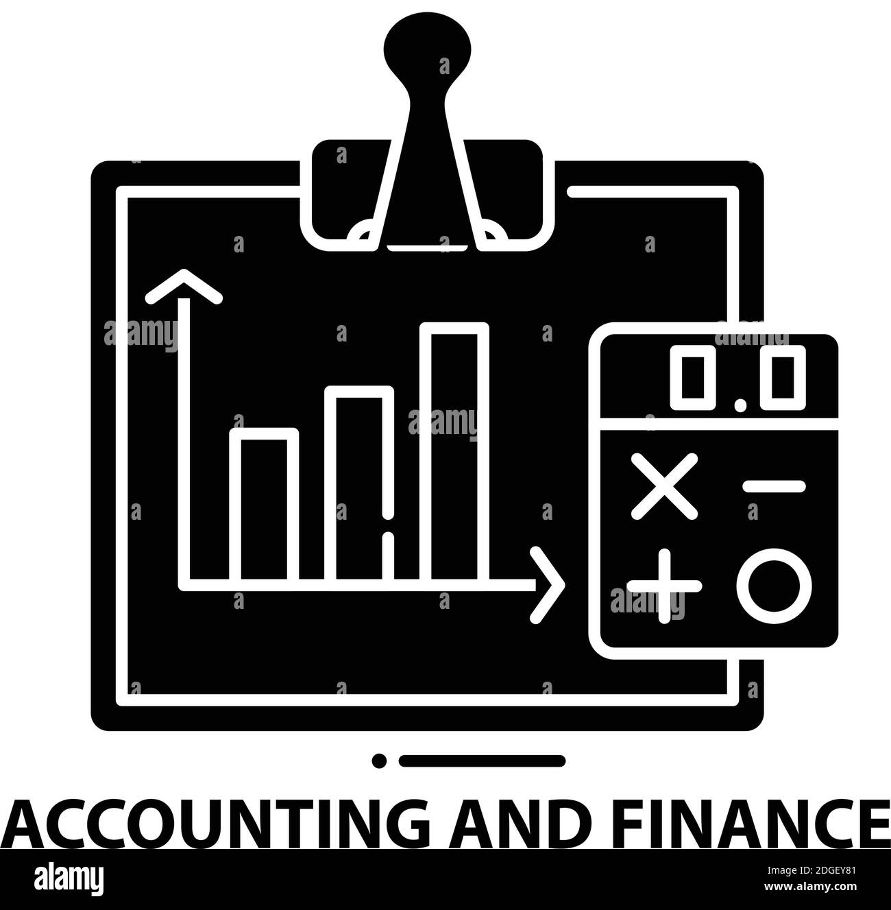 accounting and finance icon, black vector sign with editable strokes ...