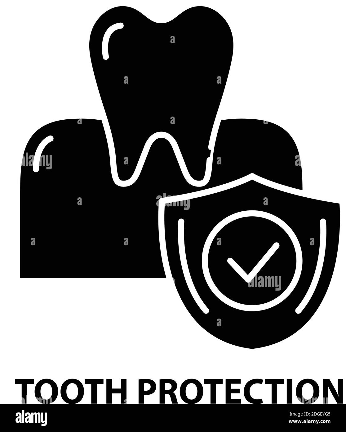 tooth protection icon, black vector sign with editable strokes, concept ...