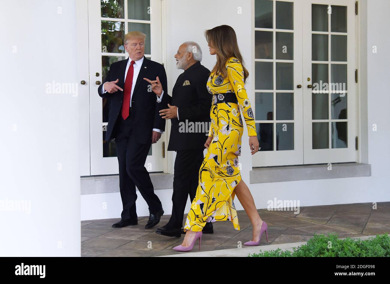 U.S President Donald Trump and First Lady Melania Trump welcome Prime ...