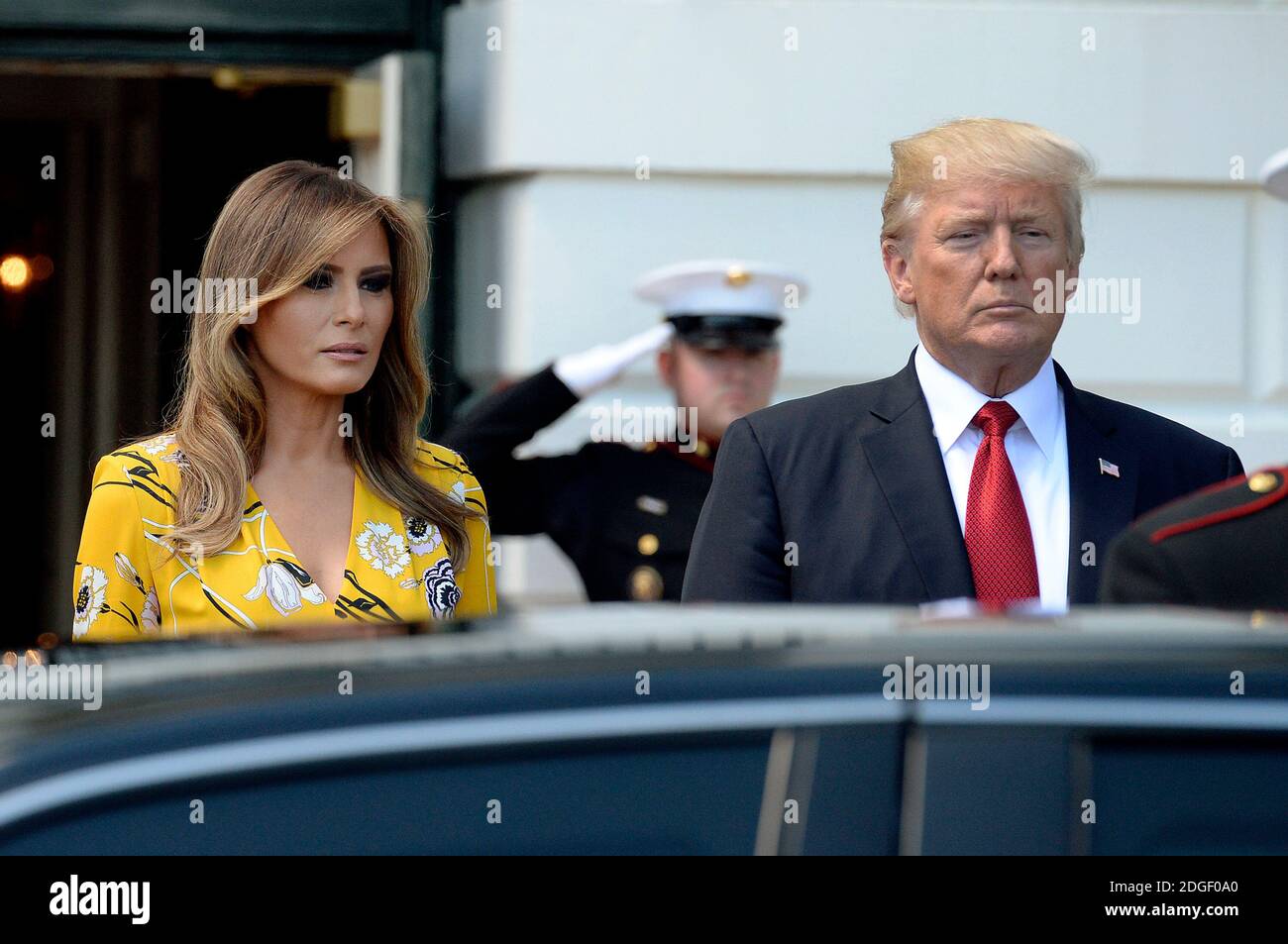 U.S President Donald Trump and First Lady Melania Trump welcome Prime ...