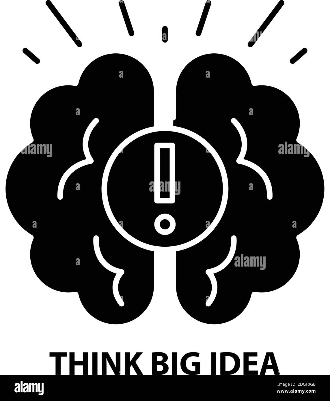 think big idea icon, black vector sign with editable strokes, concept ...