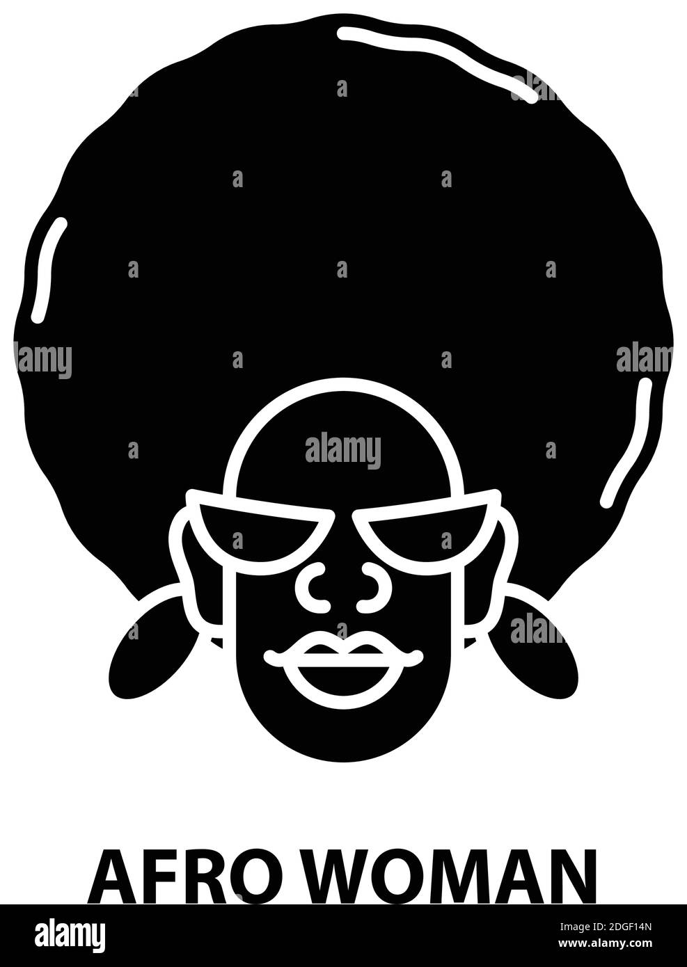 afro woman icon, black vector sign with editable strokes, concept ...