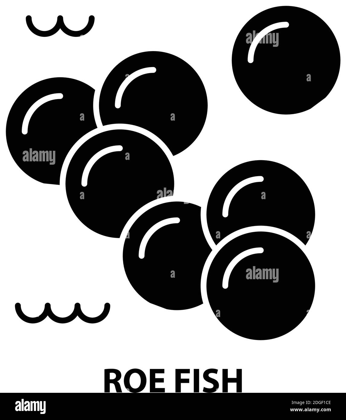 roe fish icon, black vector sign with editable strokes, concept ...