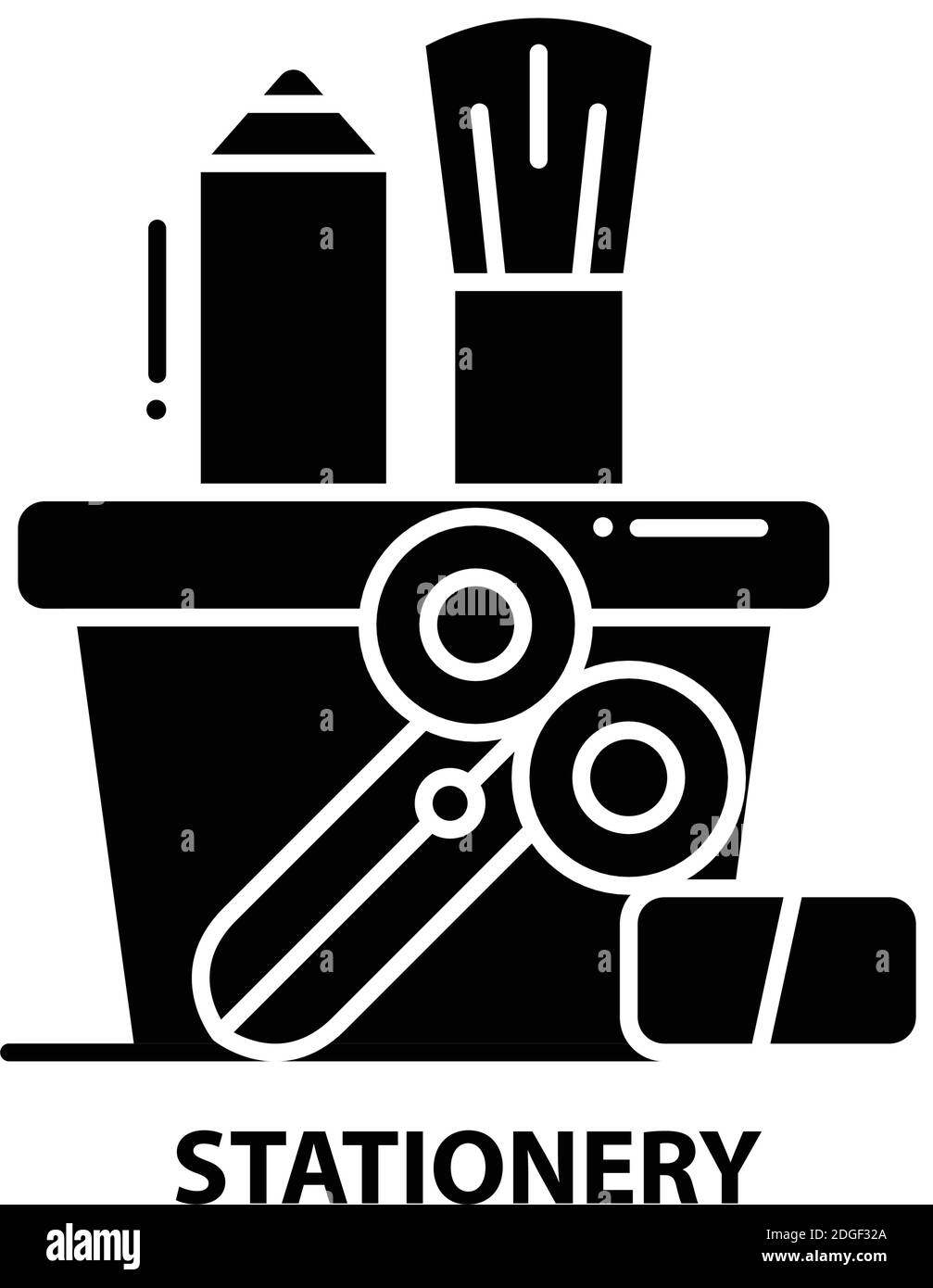 stationery symbol icon, black vector sign with editable strokes ...