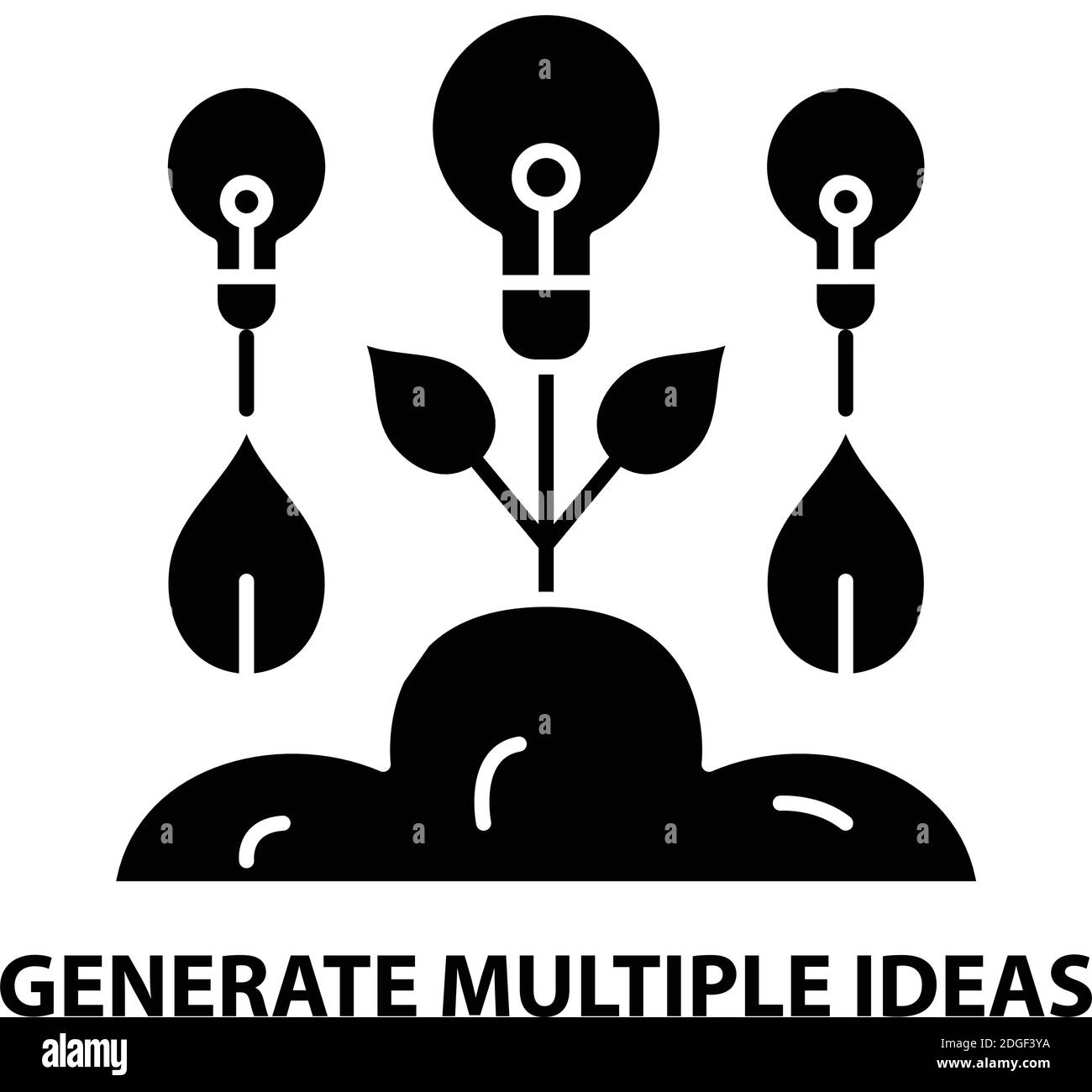 generate multiple ideas icon, black vector sign with editable strokes ...