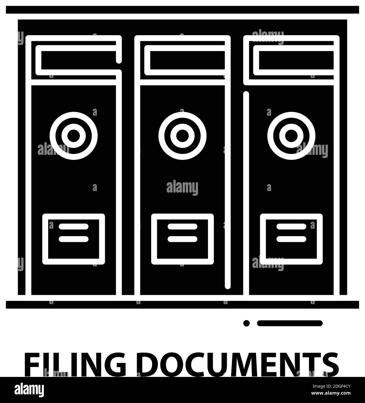 filing documents icon, black vector sign with editable strokes, concept ...