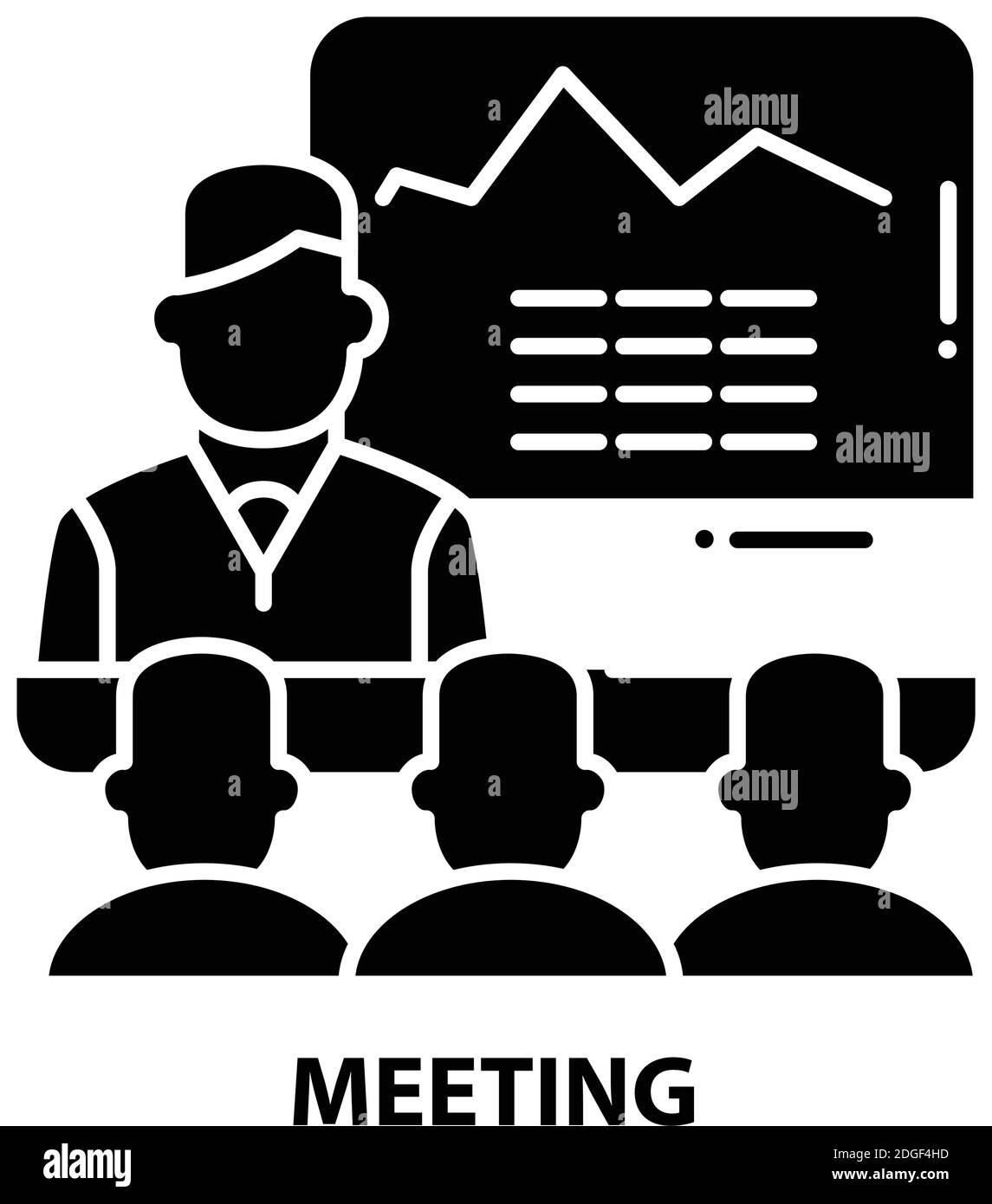 meeting symbol icon, black vector sign with editable strokes, concept ...