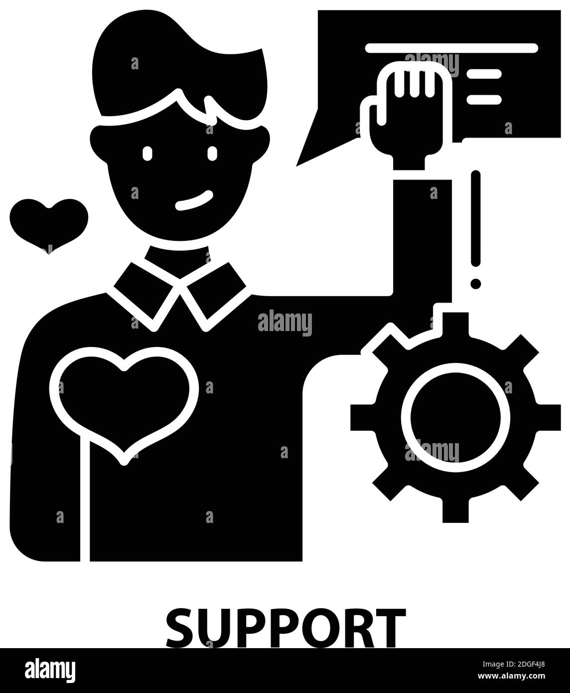 support icon, black vector sign with editable strokes, concept ...