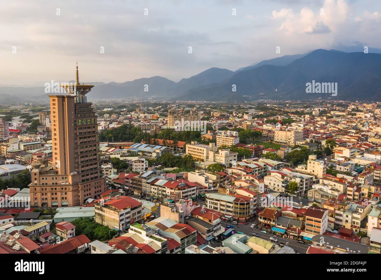 Sunset landscape aerial view of Puli town Stock Photo - Alamy