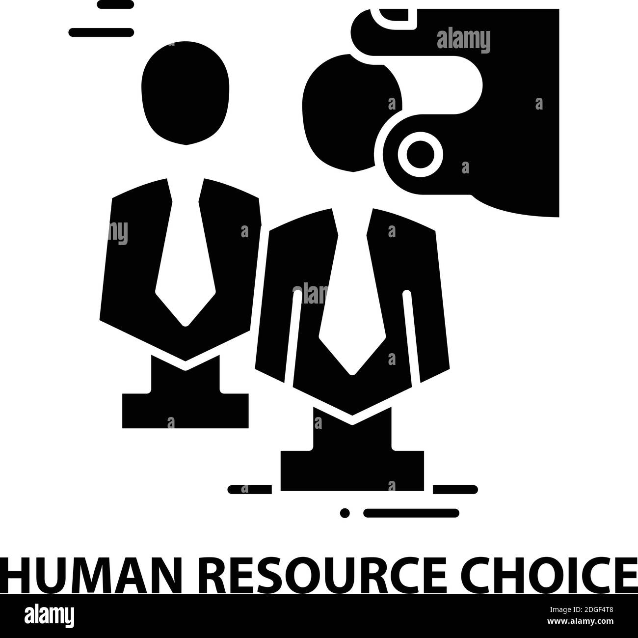 human resource choice icon, black vector sign with editable strokes ...
