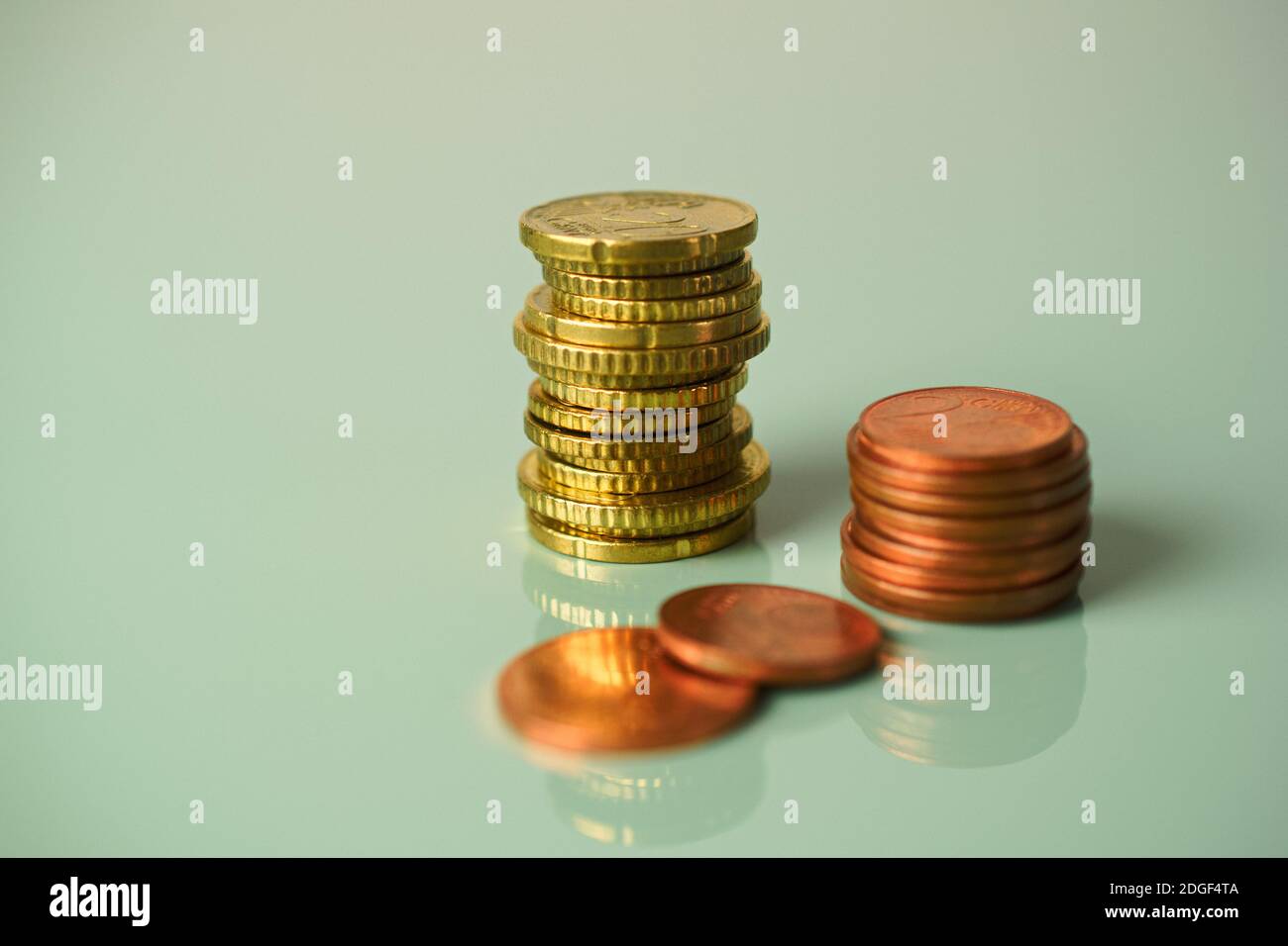 pile of coins, stack of euro coins Stock Photo - Alamy