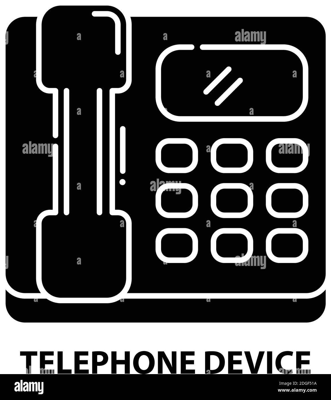 telephone device icon, black vector sign with editable strokes, concept ...