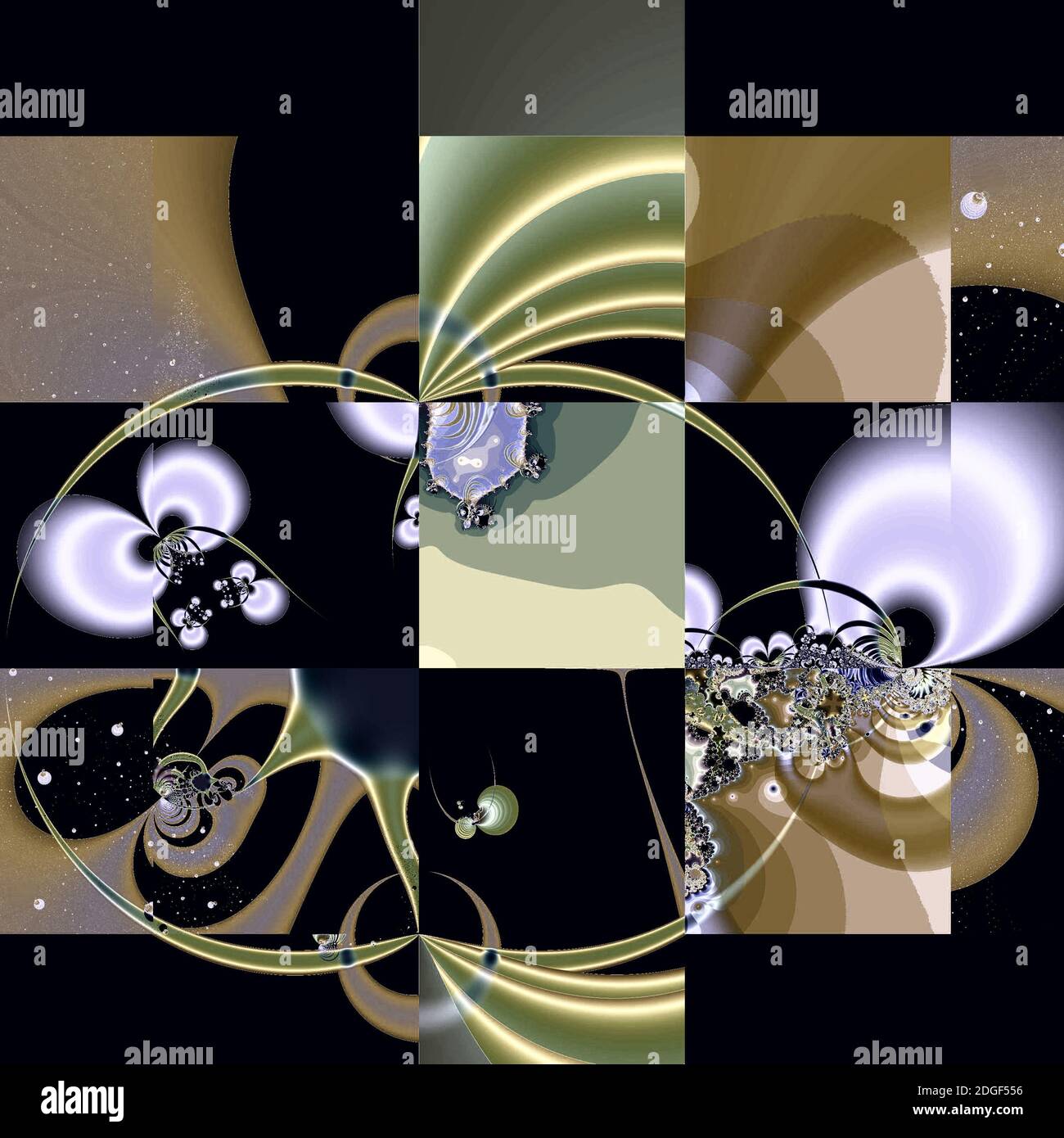 Fractal image: fancy abstract drawing, black background Stock Photo - Alamy