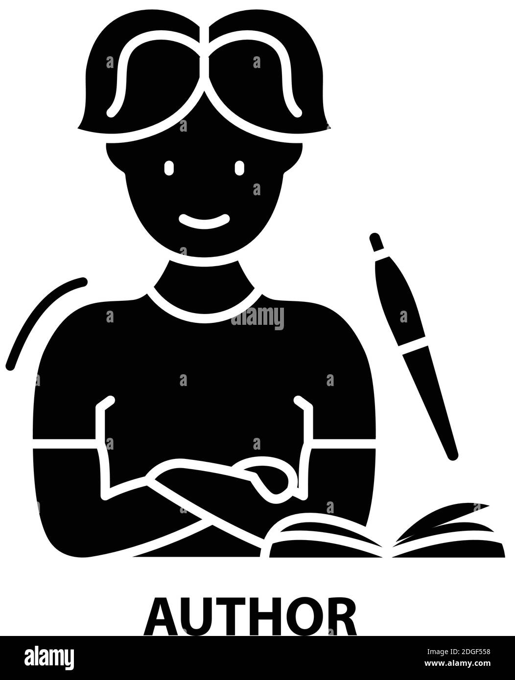 author icon, black vector sign with editable strokes, concept ...