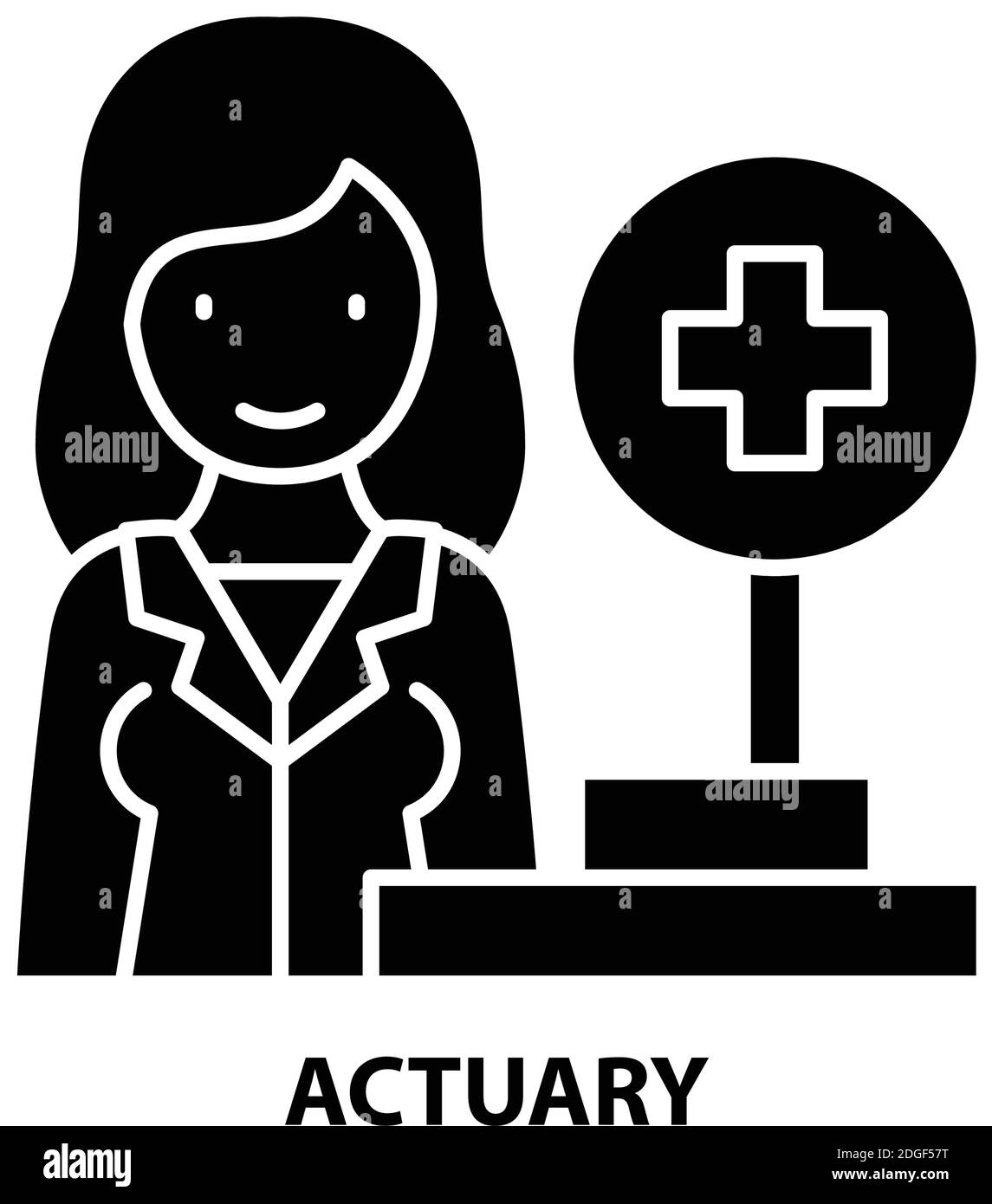 actuary icon, black vector sign with editable strokes, concept ...