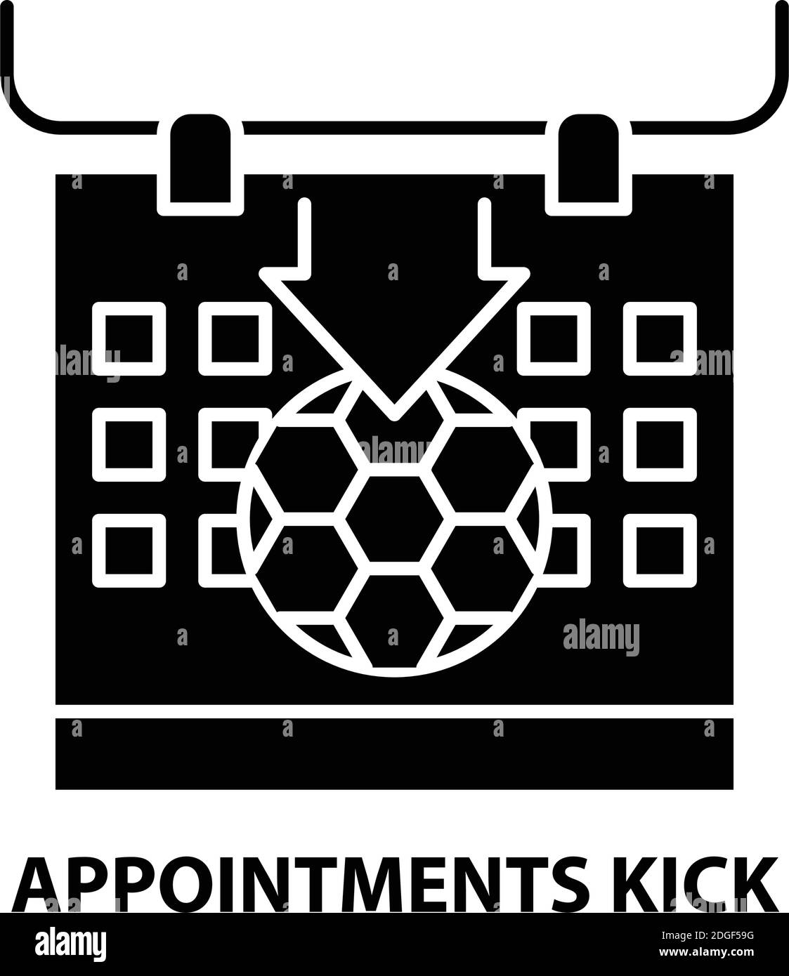 appointments kick icon, black vector sign with editable strokes ...