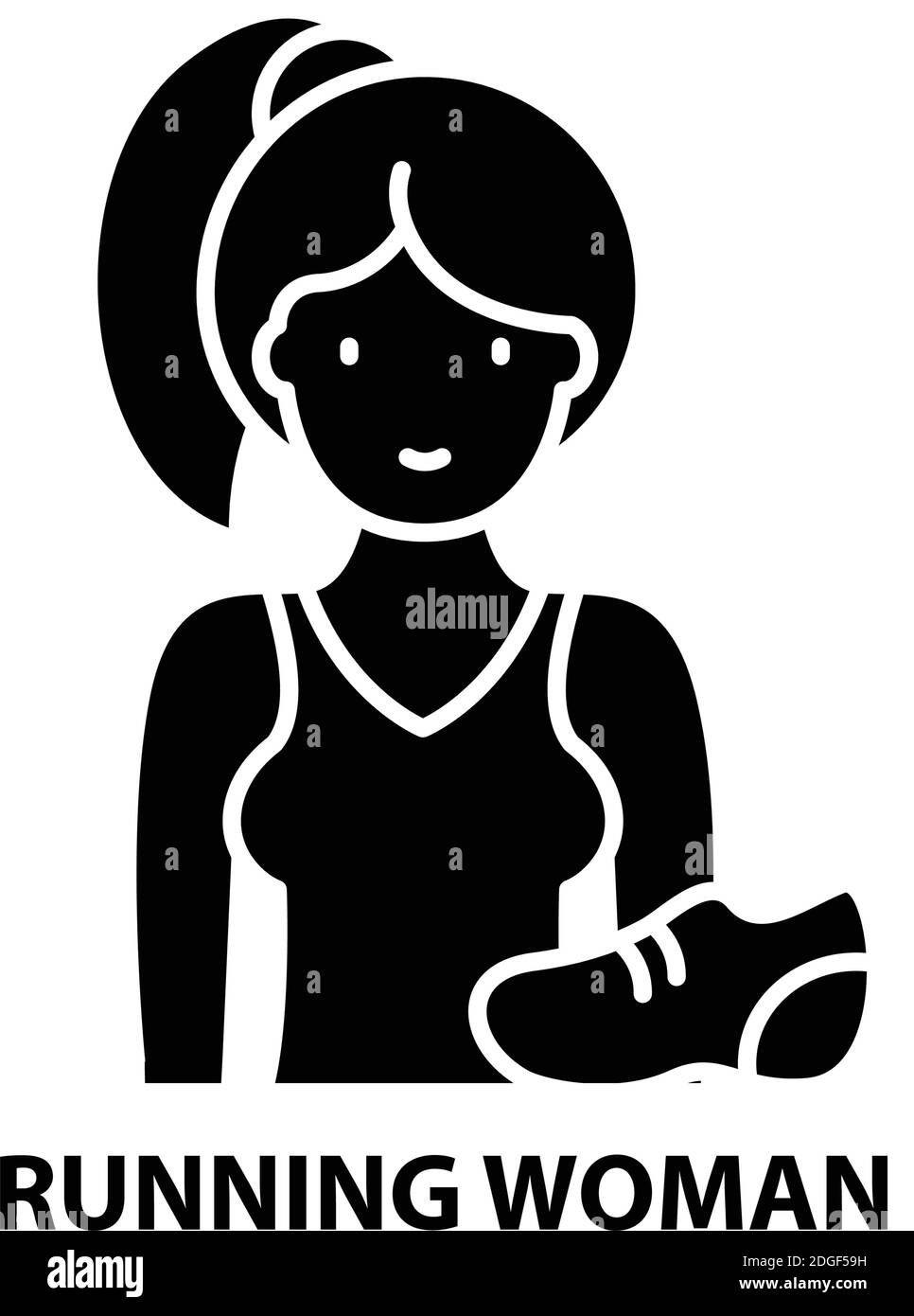 running woman icon, black vector sign with editable strokes, concept ...