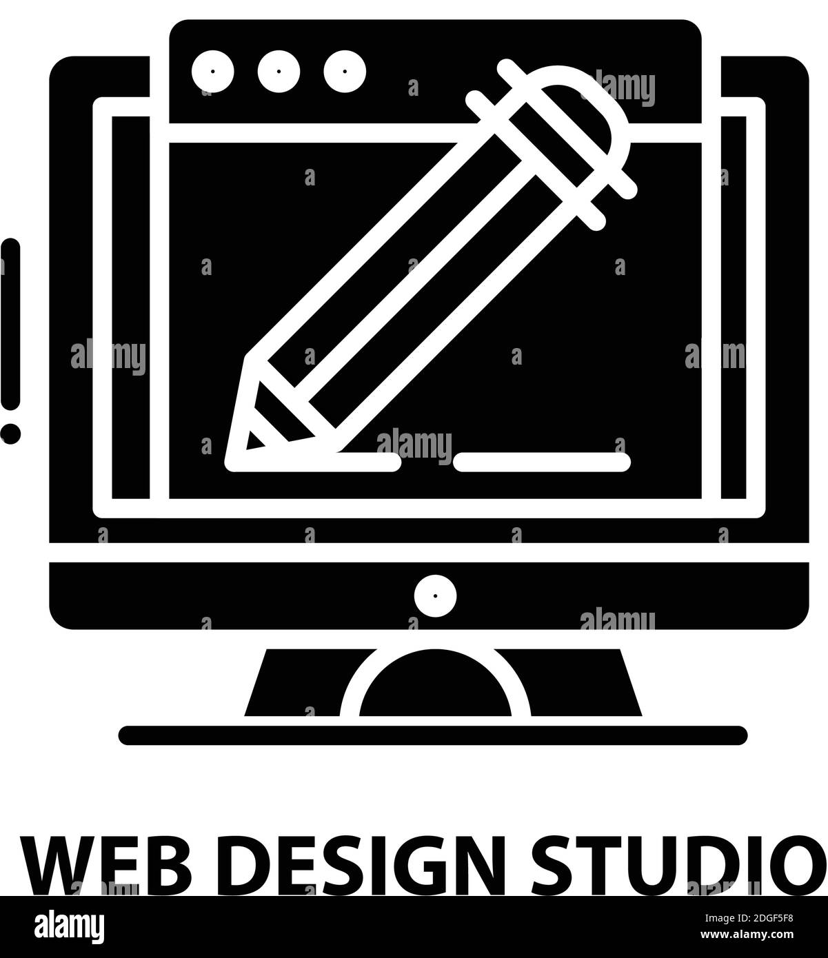 web design studio icon, black vector sign with editable strokes ...