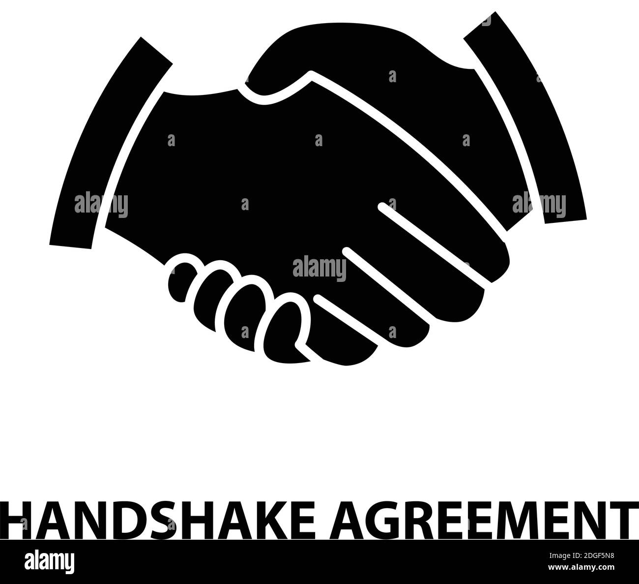 handshake agreement icon, black vector sign with editable strokes ...