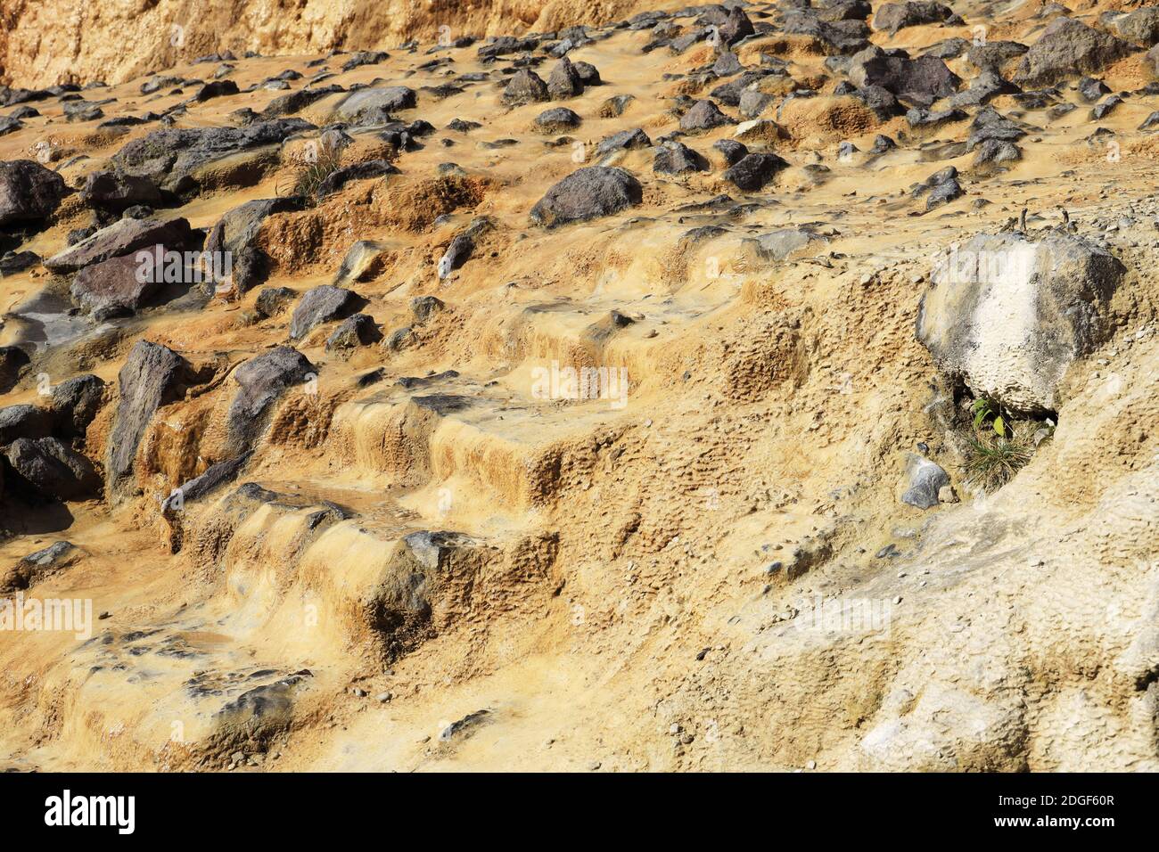 Travertines of Jvari Pass in Kazbegi National Park, Georgia Stock Photo ...