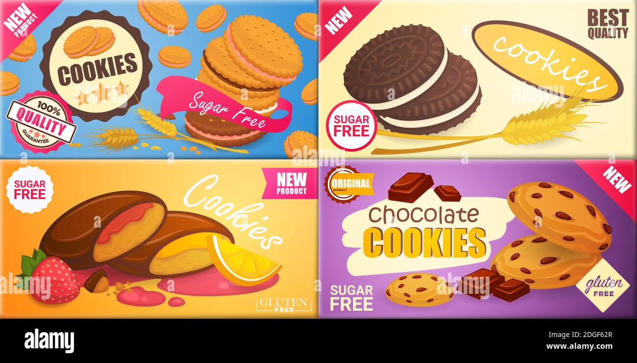 Cookies with various fillings, flat banner Stock Vector Image & Art - Alamy