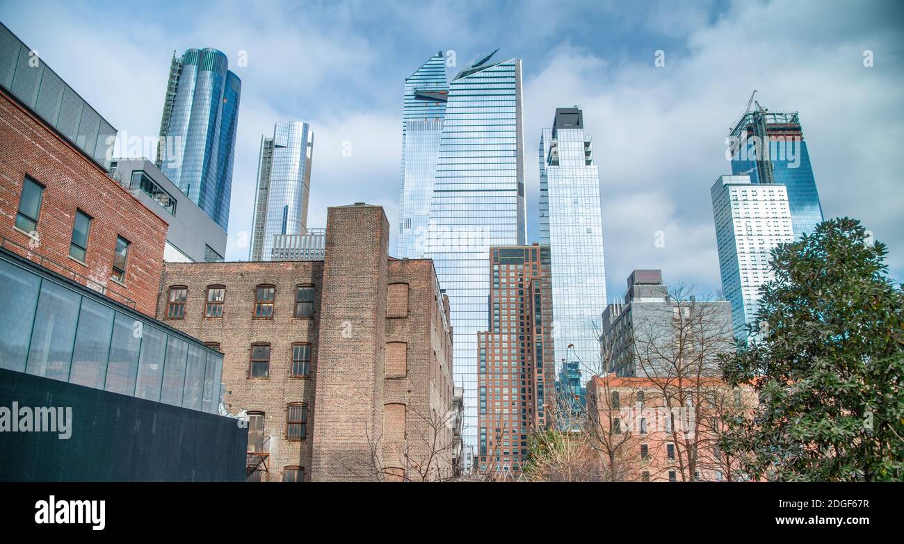 High Line with skyscrapers in winter, New York Manhattan Stock Photo ...