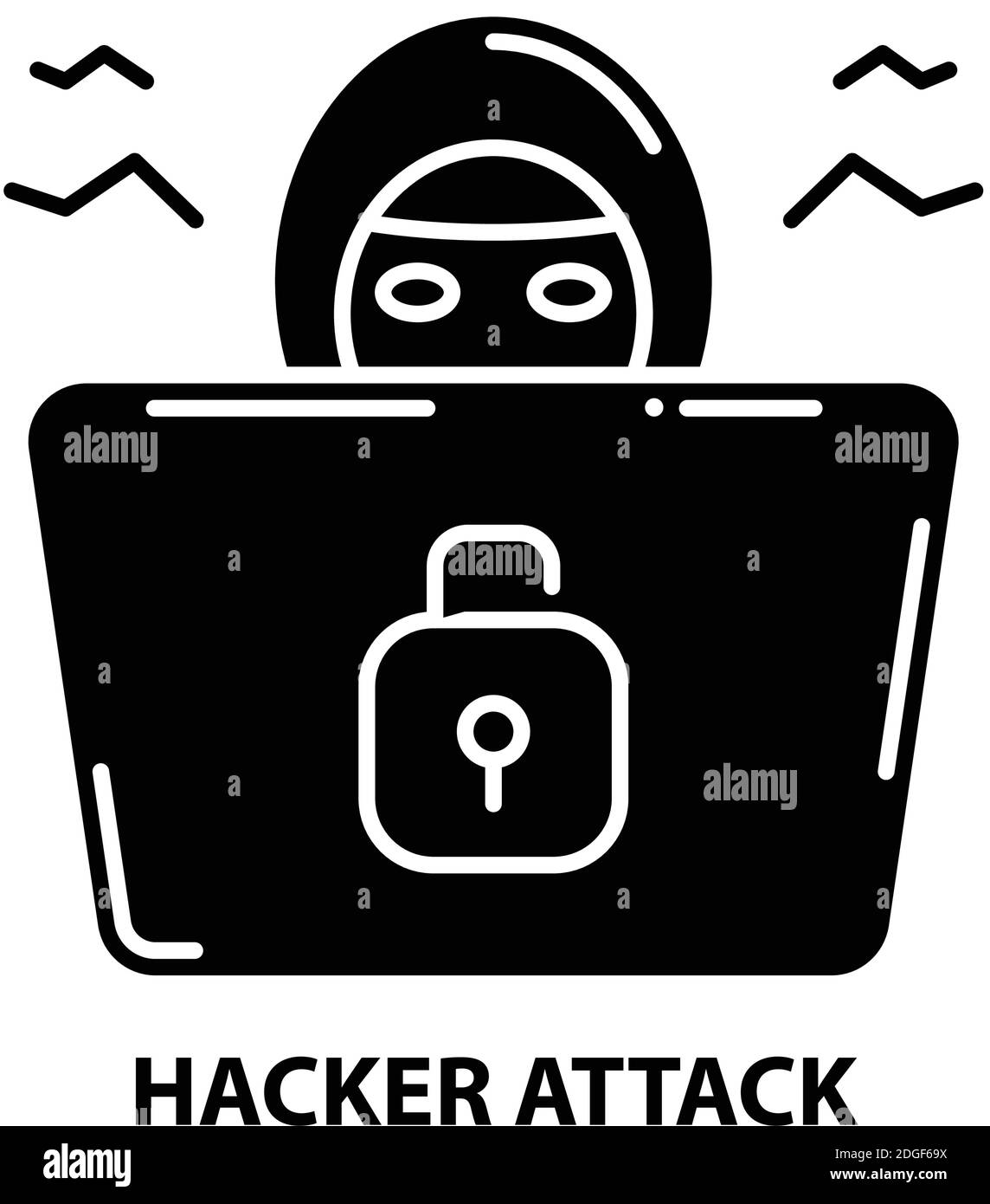 hacker attack icon, black vector sign with editable strokes, concept illustration Stock Vector ...