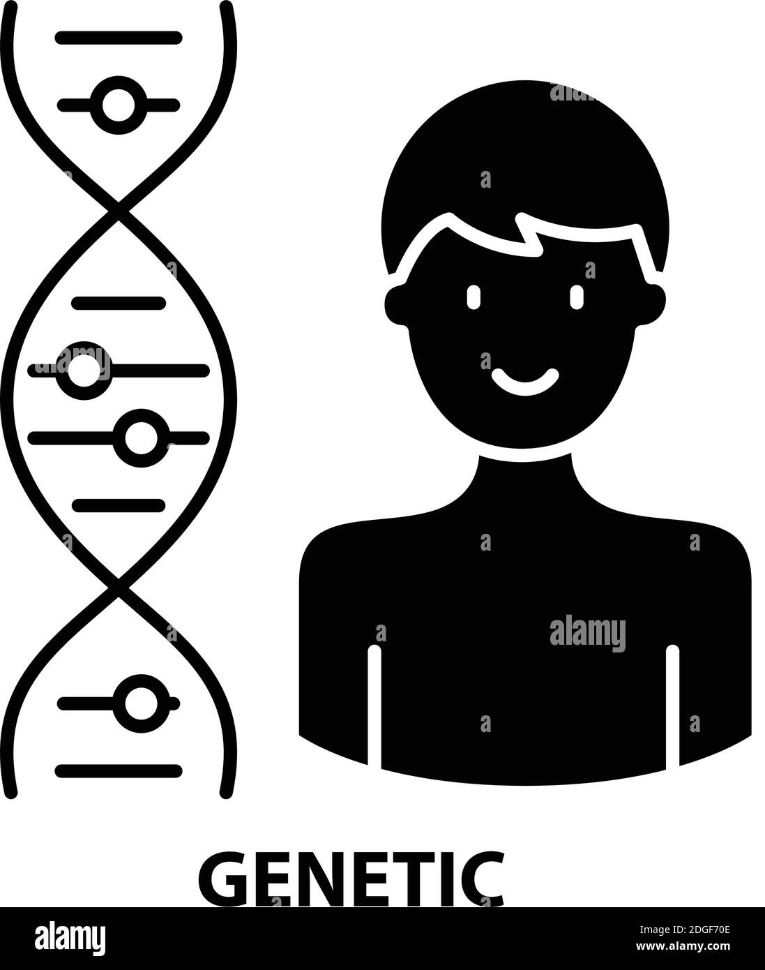 genetic icon, black vector sign with editable strokes, concept ...