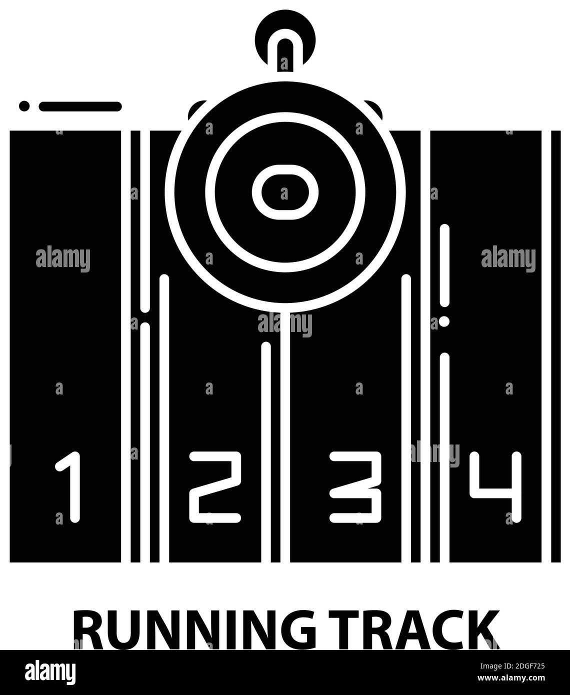 running track icon, black vector sign with editable strokes, concept ...