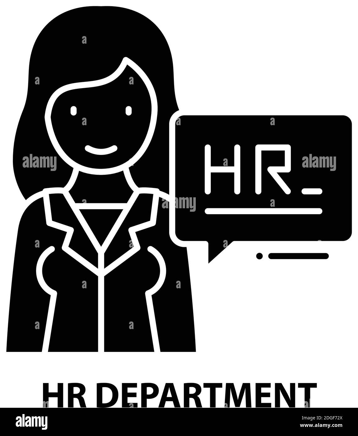 hr department icon, black vector sign with editable strokes, concept ...