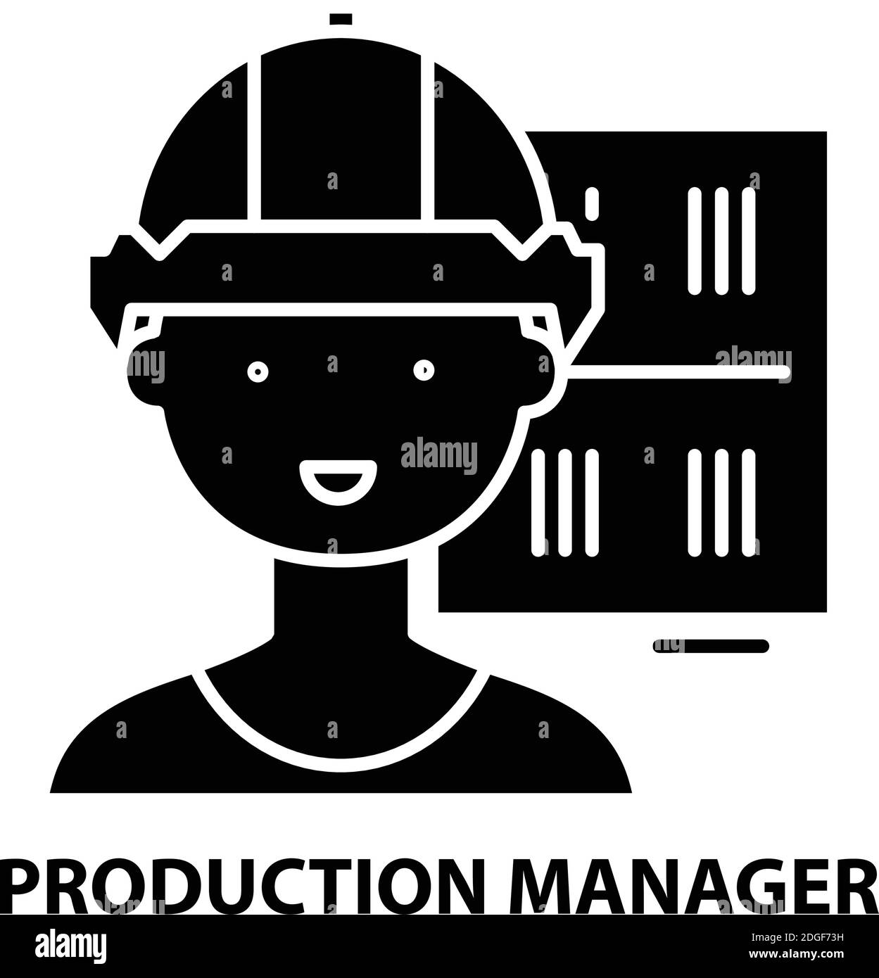 production manager icon, black vector sign with editable strokes ...