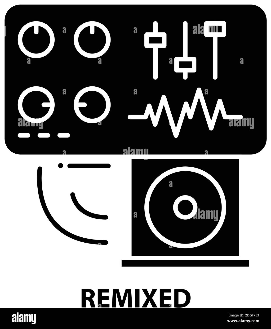 remixed icon, black vector sign with editable strokes, concept ...