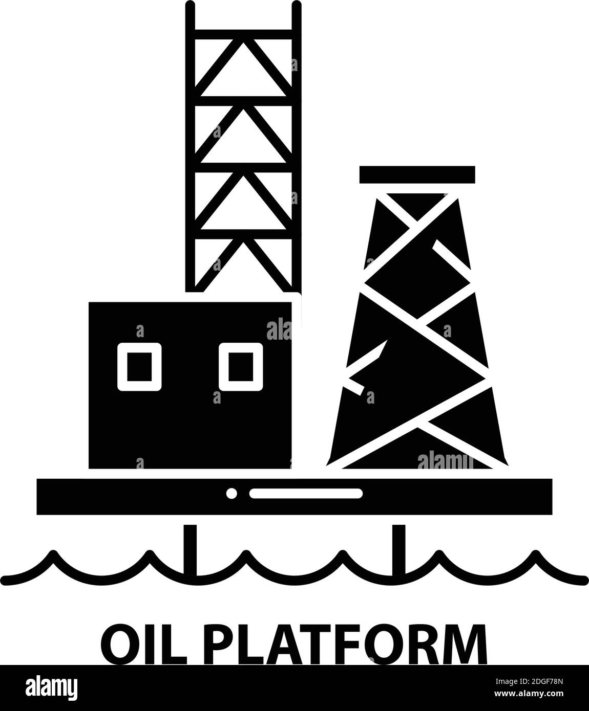 oil platform icon, black vector sign with editable strokes, concept ...